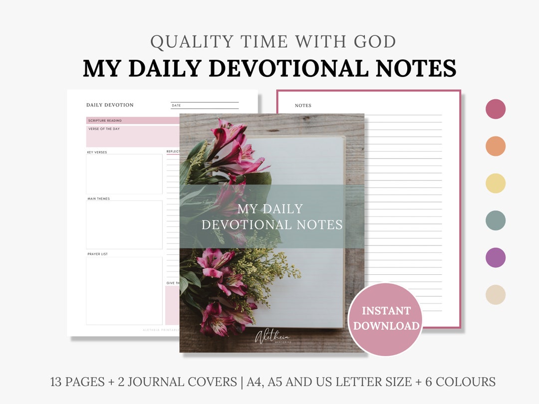 My Daily Devotional Notes Printable, Bible Study Journal, Scripture ...
