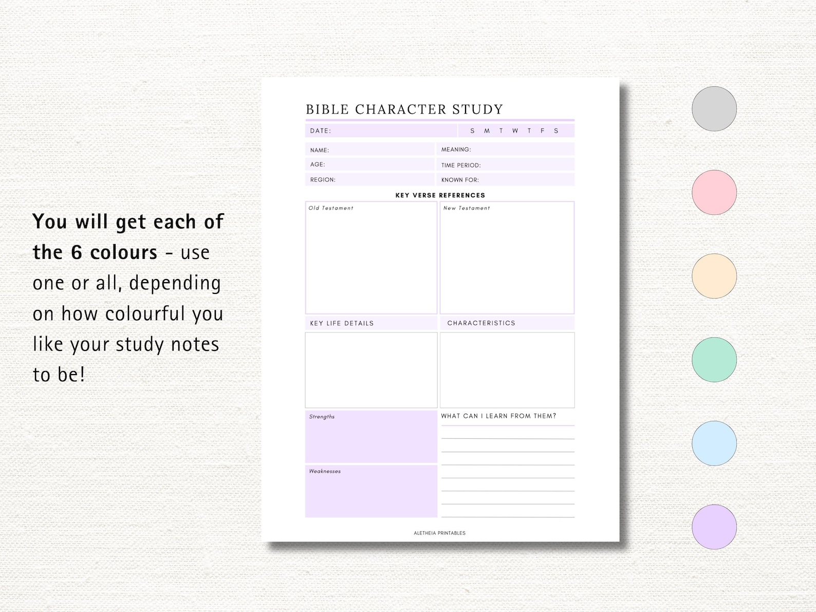 Bible Character Study Printable: Christian Study Notes (digital ...