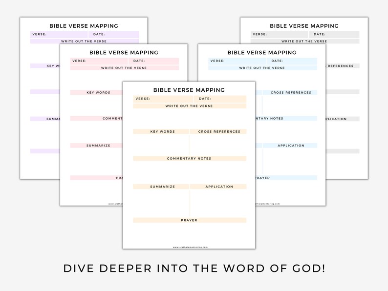 Bible Verse Mapping Printable Worksheet Bible Study Note - Etsy UK