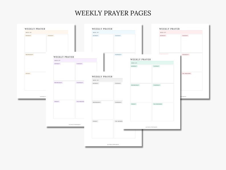 Daily and Weekly Prayer Printable, Bible Study Prayer Time, Christian ...