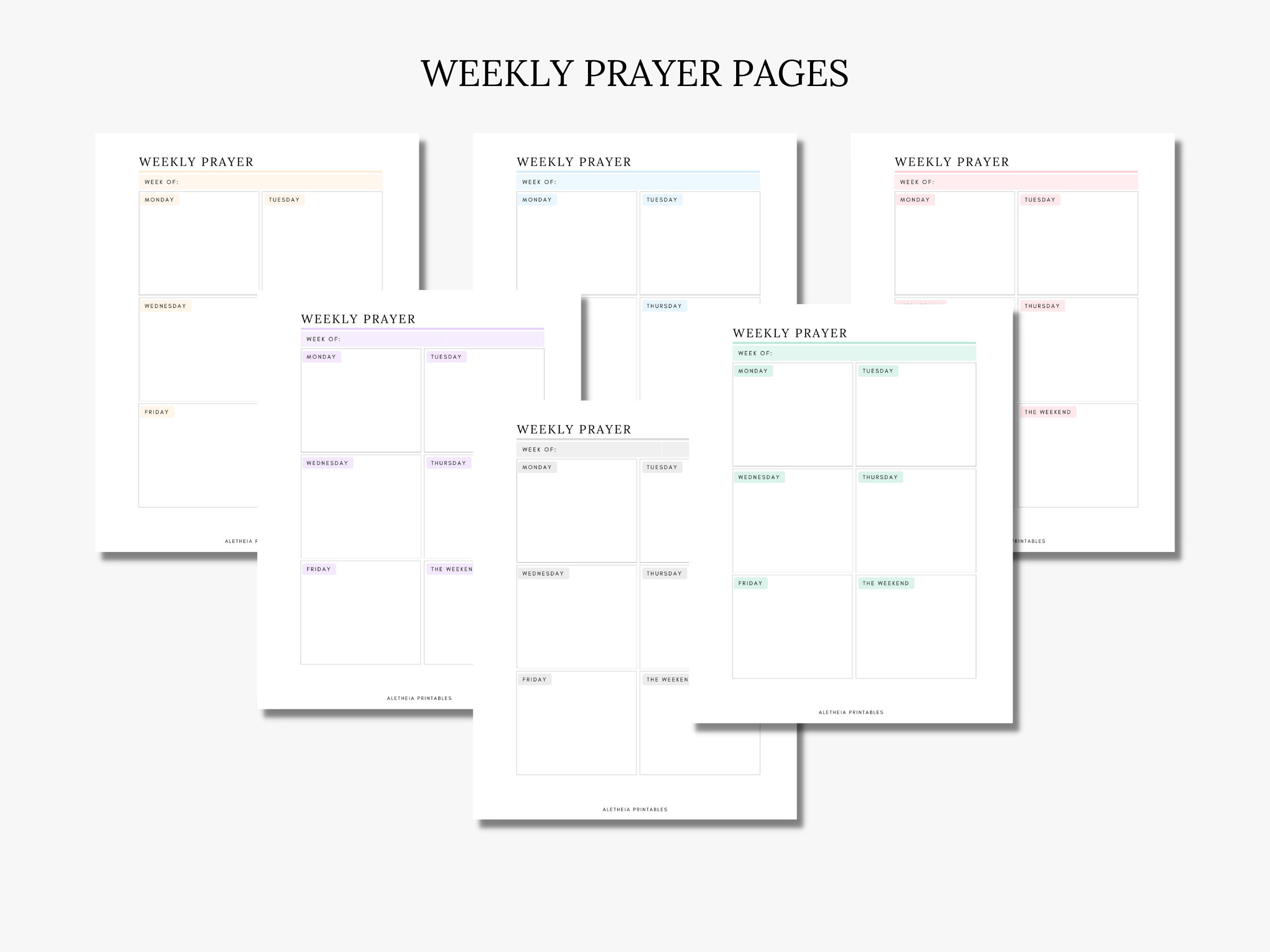 Daily and Weekly Prayer Printable, Bible Study Prayer Time, Christian ...