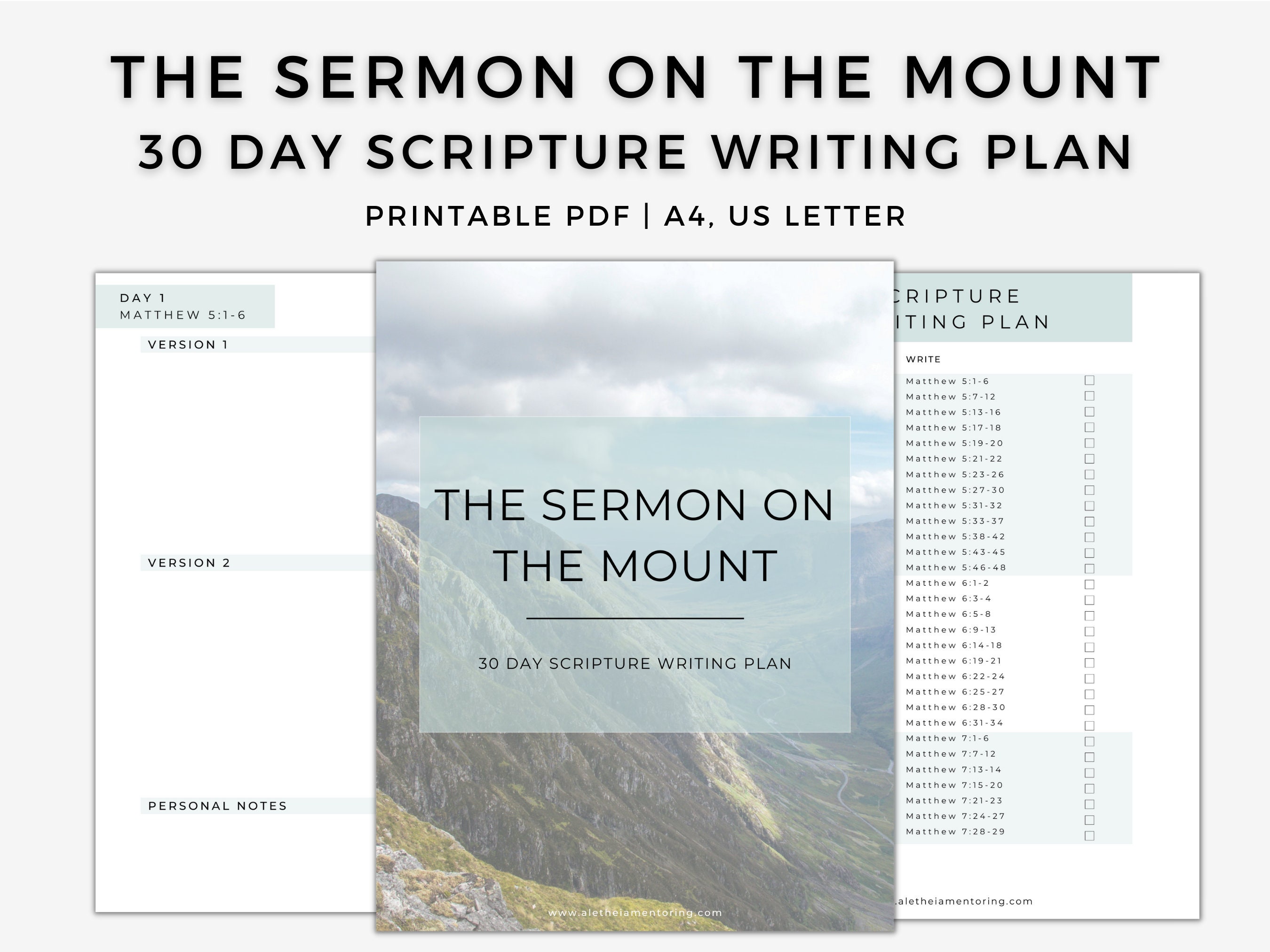 Sermon on the Mount Bible Study Scripture Writing Plan Printable, Write ...