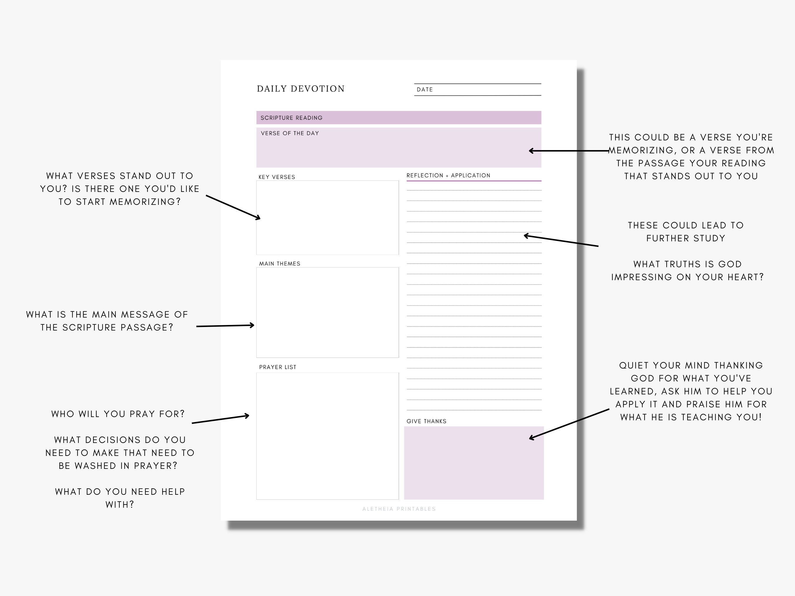 My Daily Devotional Notes Printable, Bible Study Journal, Scripture ...