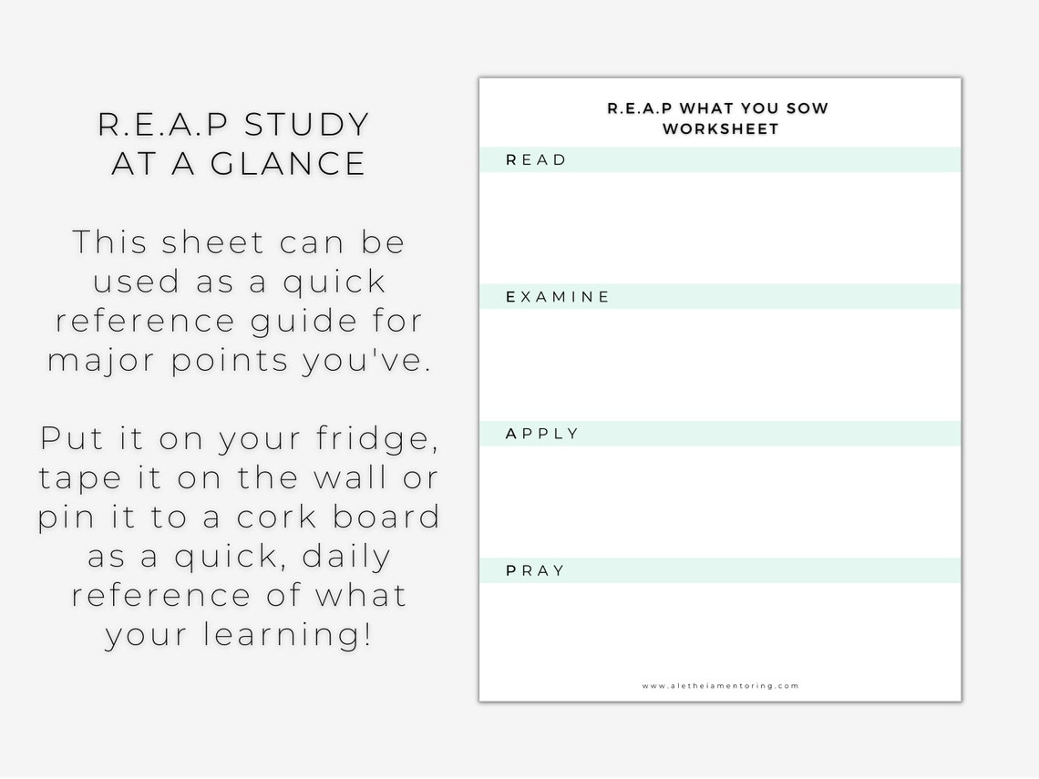 REAP What You Sow Printable Bible Study Method Step by Step - Etsy
