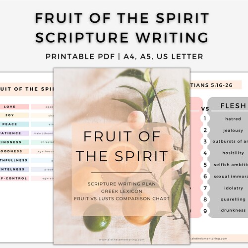 Fruit of the Spirit Scripture Writing/bible Study Bundle - Etsy