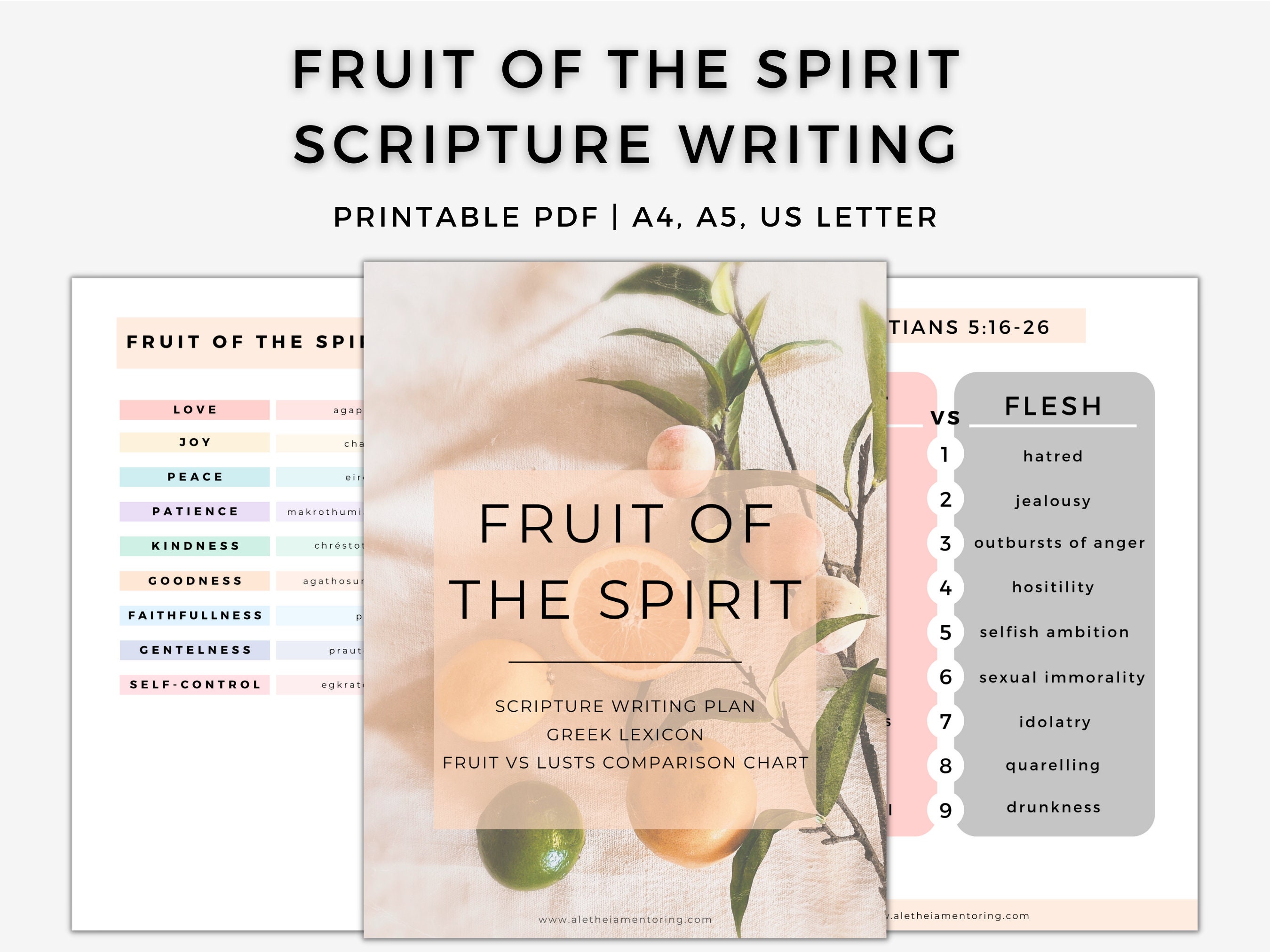 Fruit of the Spirit Scripture Writing Printable Bible Study - Etsy
