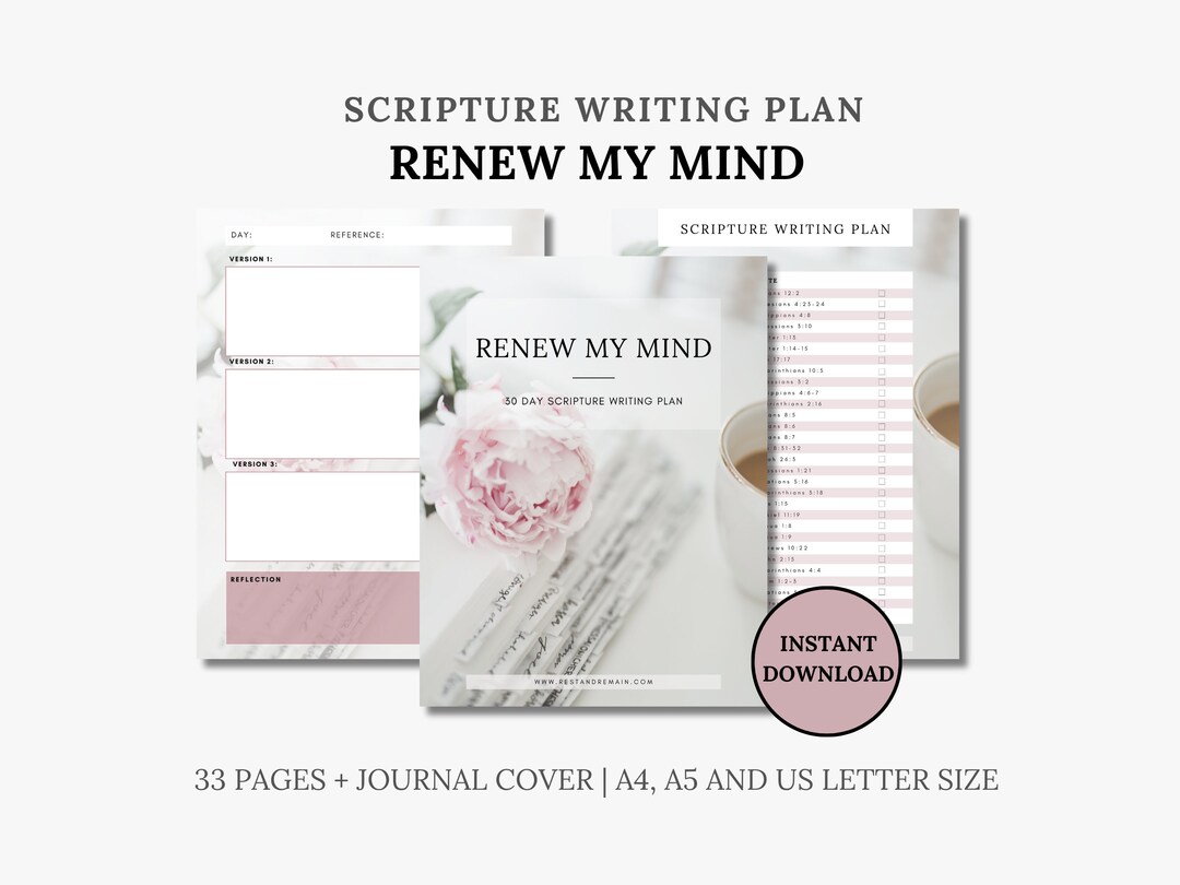 Renew My Mind Scripture Writing Plan Printable, Write Scripture Memory ...
