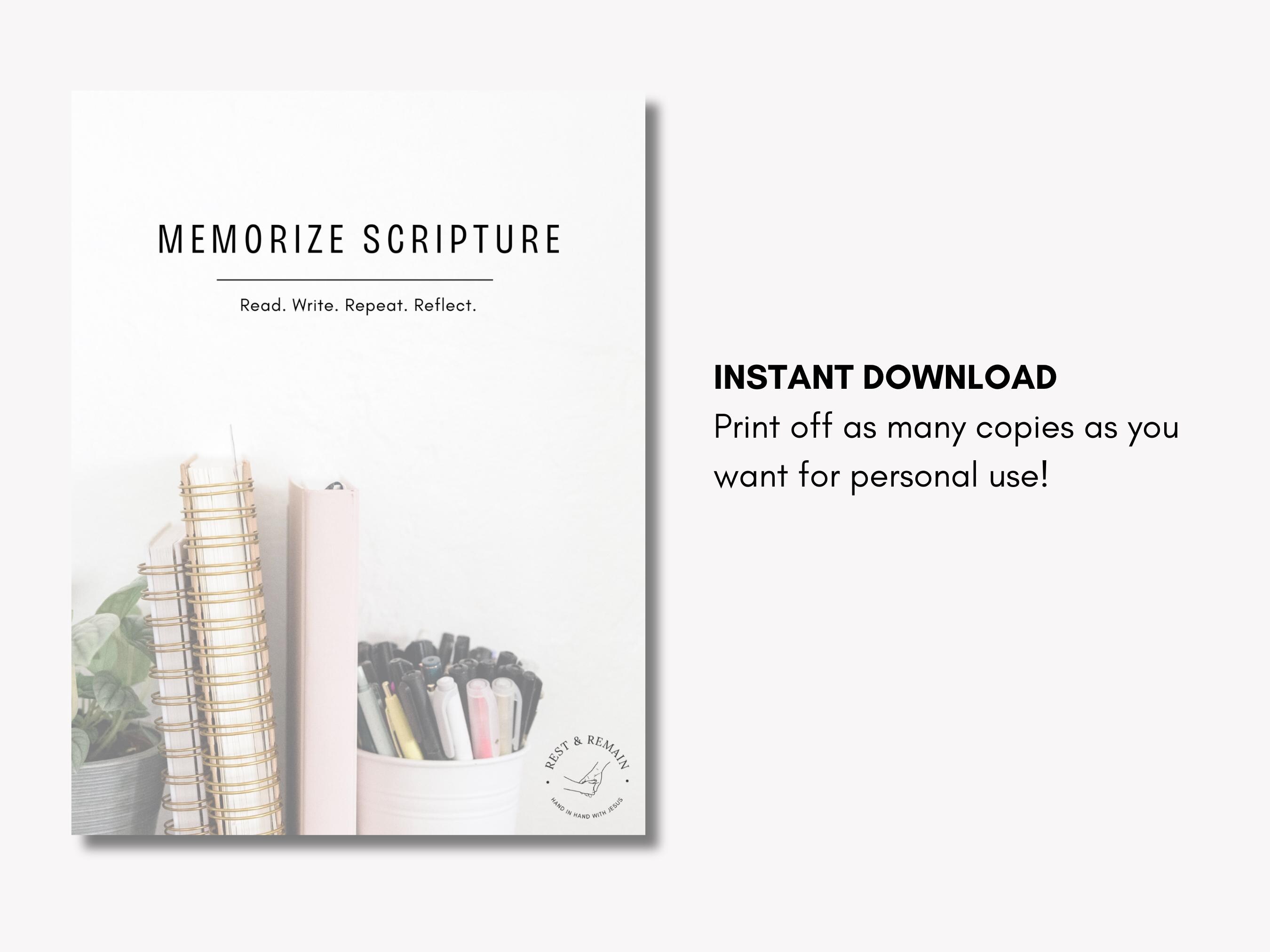 Bible Memory Verse Printable Guide, Scripture Memory, Scripture Writing ...