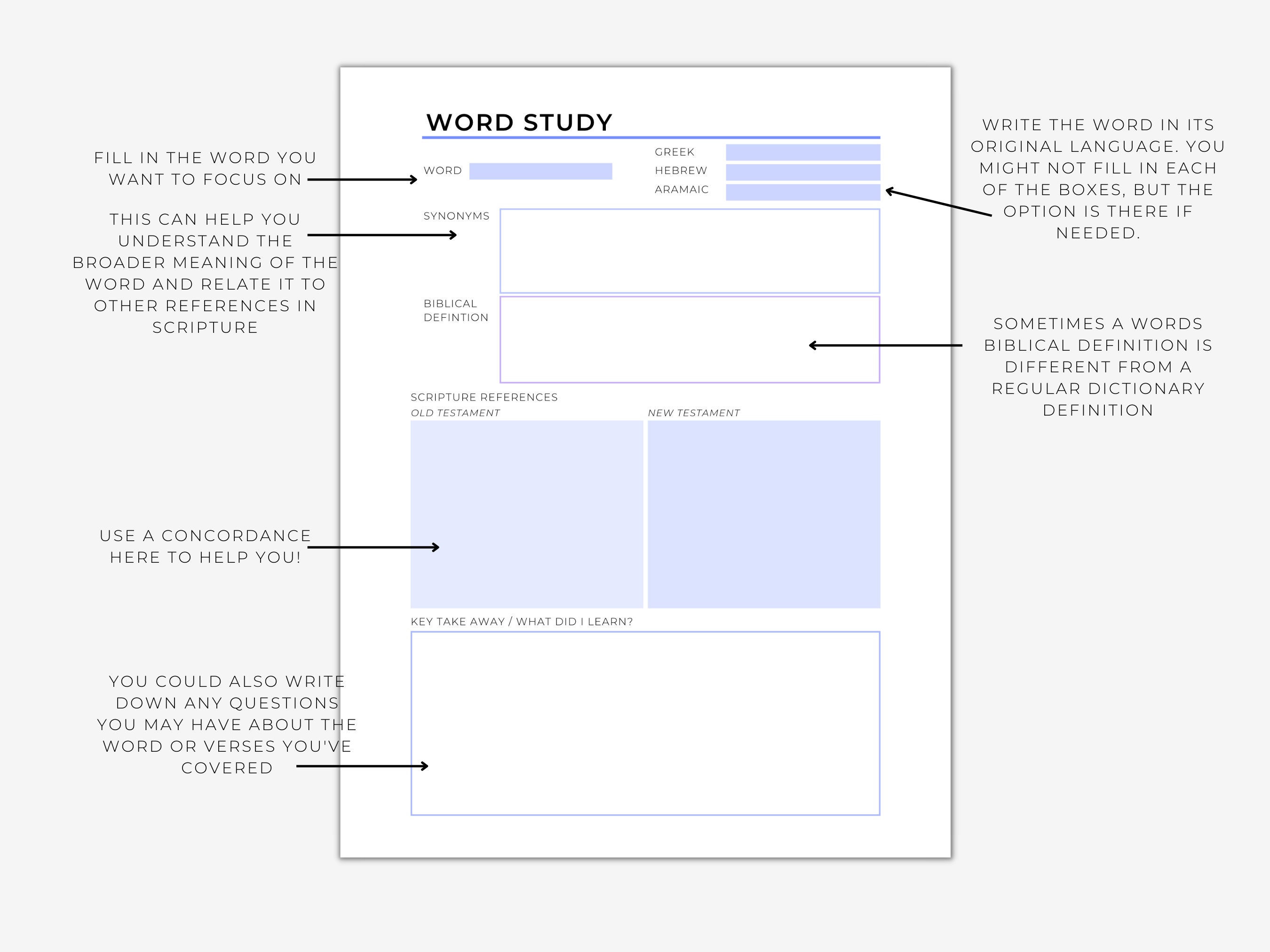 Printable Biblical Word Study Worksheet Bible Study Tools - Etsy UK