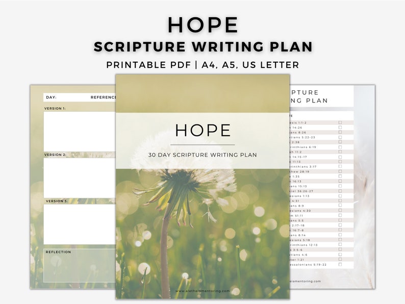 Hope Scripture Writing Plan Printable Bible Memory Verse - Etsy