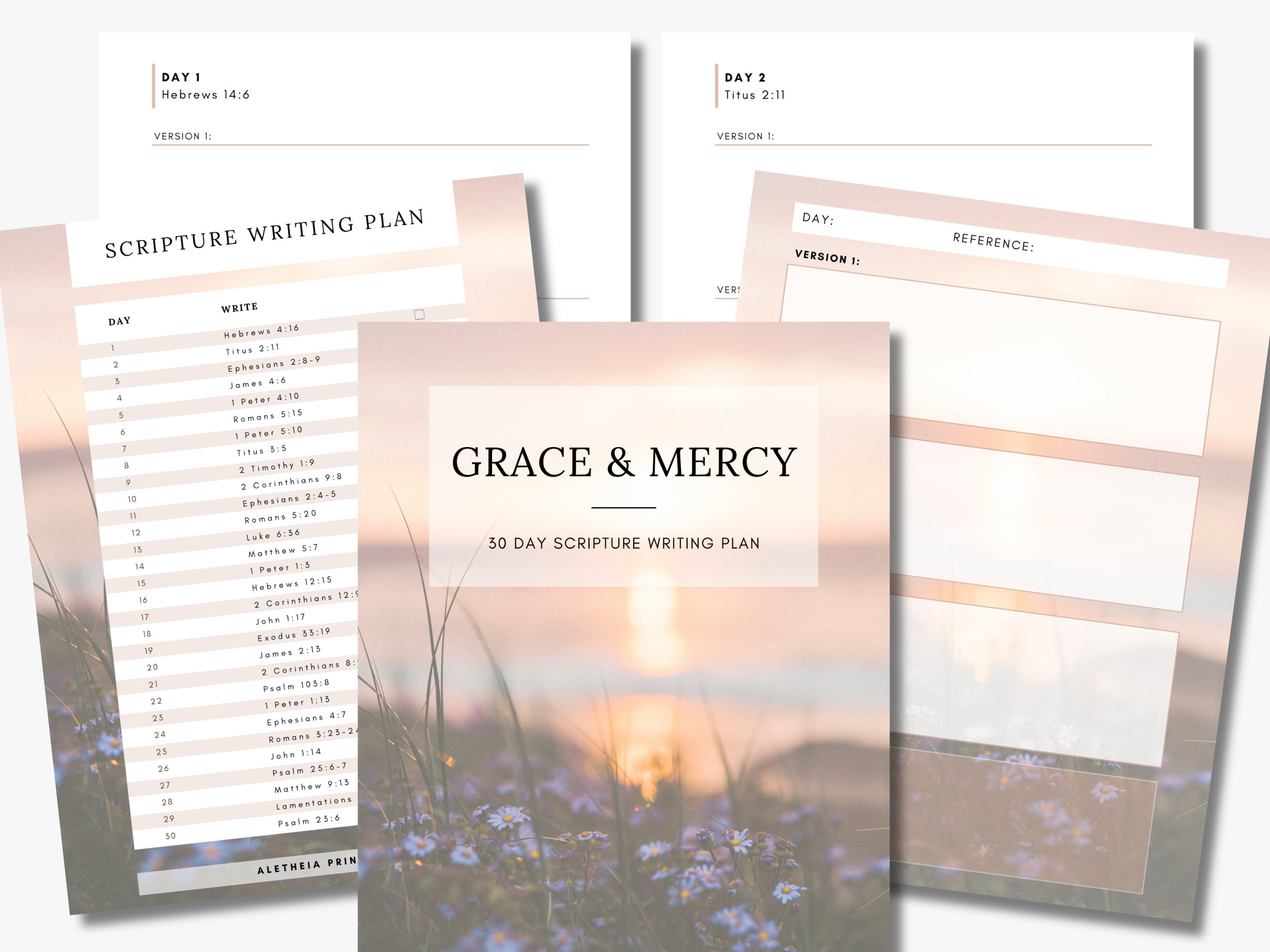Grace and Mercy Scripture Writing Plan Printable, Bible Memory Verse ...