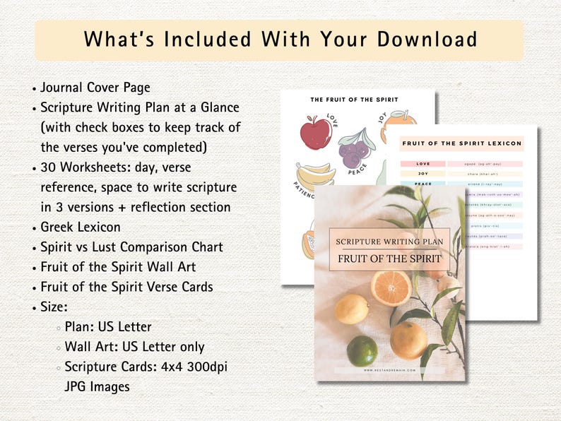 Fruit of the Spirit Scripture Writing Plan: Bible Study Cards (digital ...
