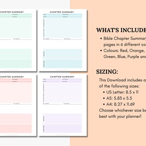 Printable Bible Chapter Summary Notes, Bible Study Planner Pages ...
