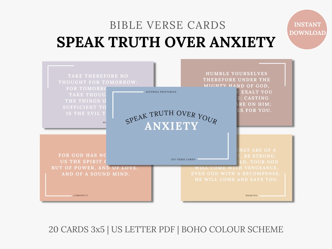 Printable Anxiety Bible Verse Cards, Bible Study Resource, Memory Verse ...