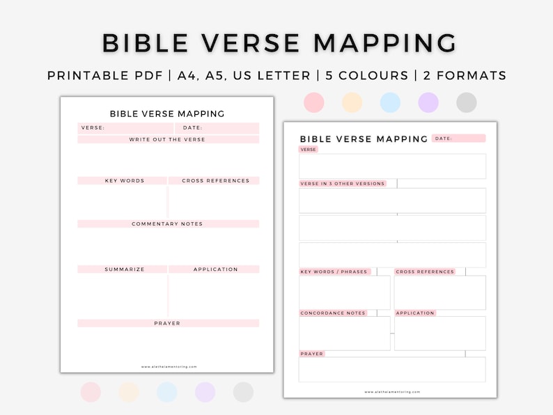 Bible Verse Mapping Printable Worksheet, Bible Study Note Taking Page ...