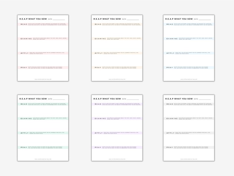 REAP What You Sow Printable Bible Study Worksheets, Daily Devotion ...