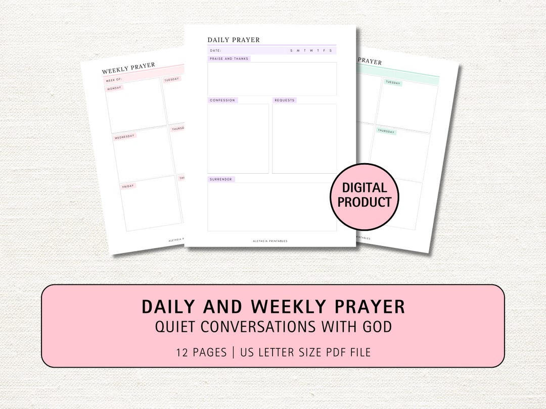 Guided Christian Prayer Journal Printable: Daily & Weekly Devotional ...
