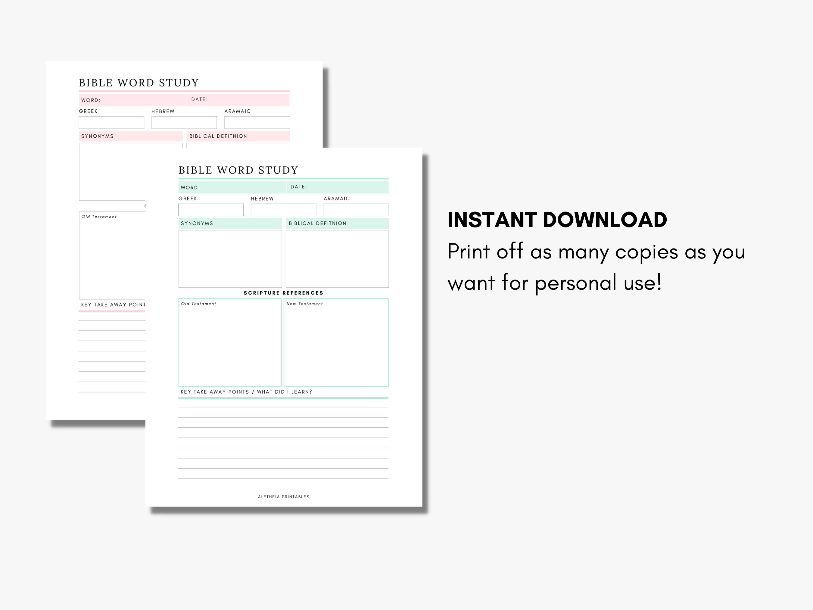 Bible Word Study Printable, Bible Study Resource, Scripture Study Notes ...