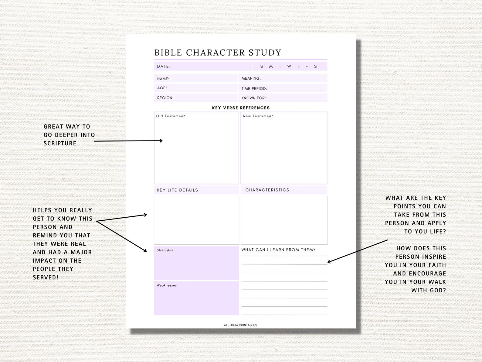 Bible Character Study Printable: Christian Study Notes (digital ...