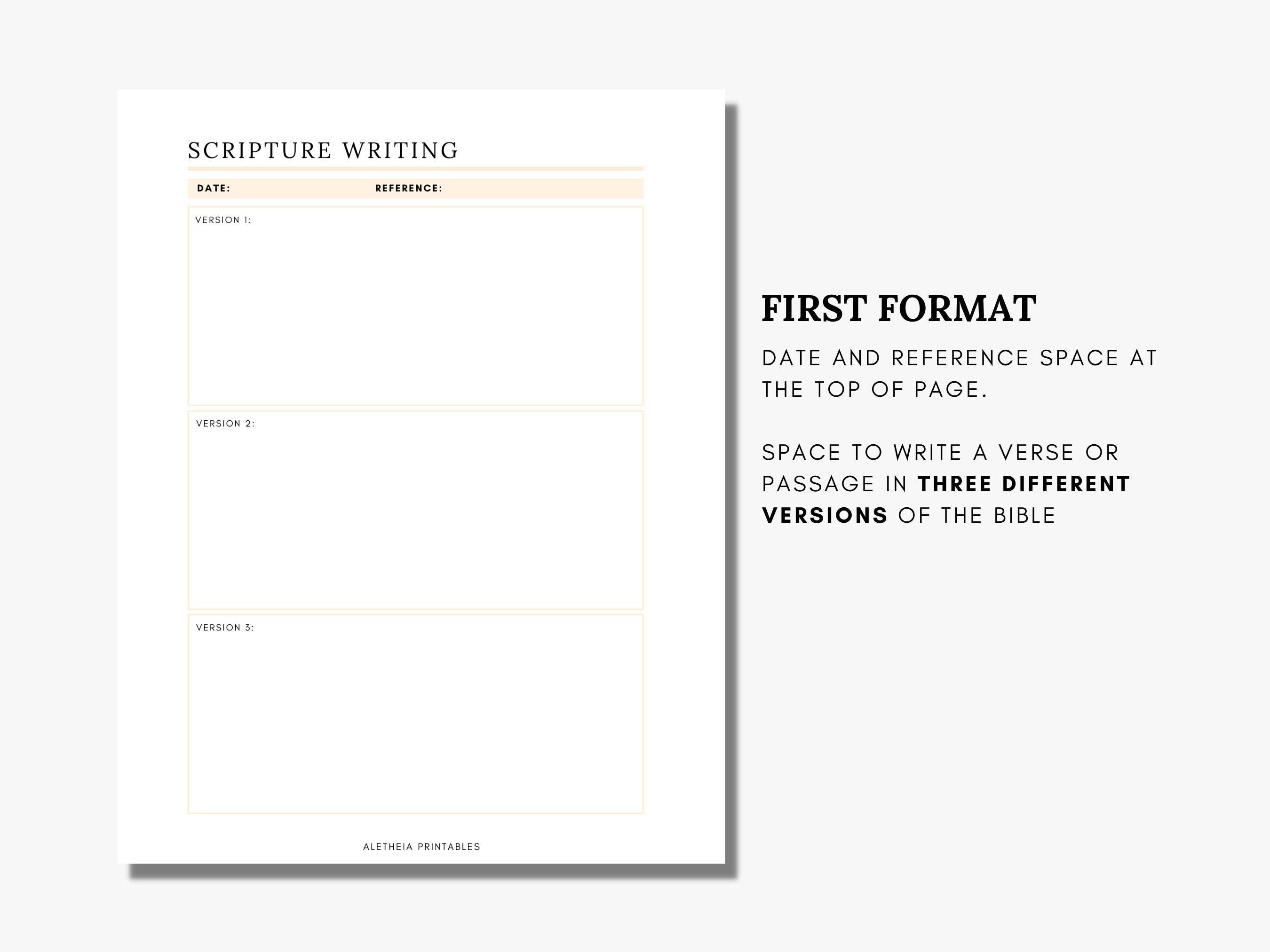 Scripture Writing Blank Pages Printable, Bible Study Resource, Bible ...