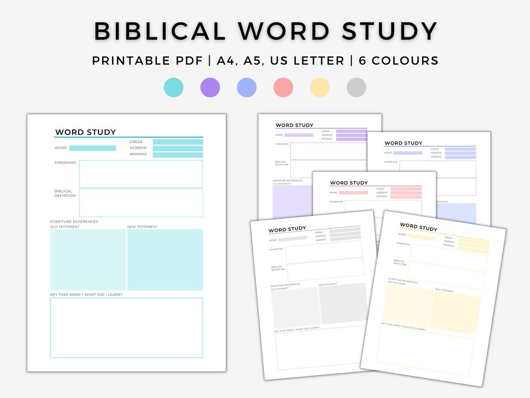 Printable Biblical Word Study Worksheet Bible Study Tools - Etsy UK