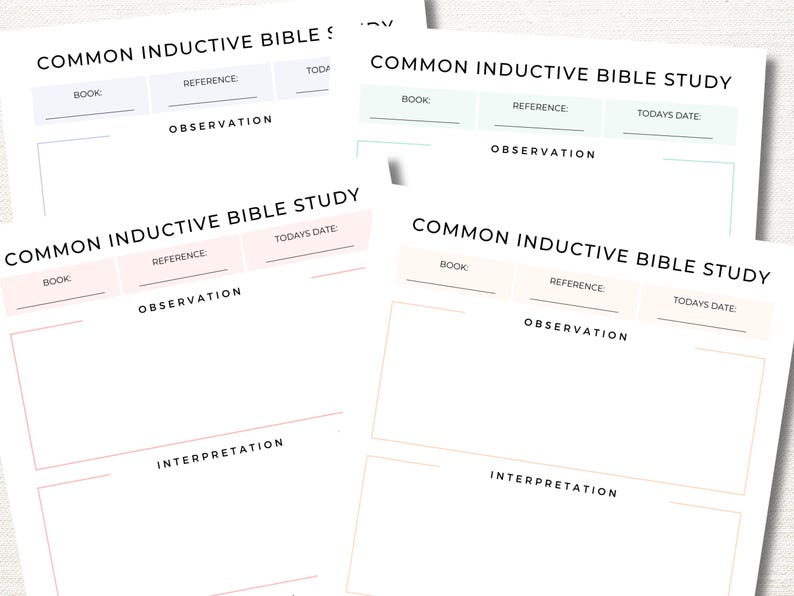 Inductive Bible Study Worksheets: Scripture Journaling Template ...