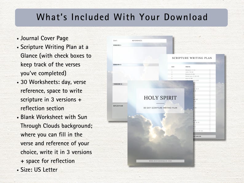 Holy Spirit Scripture Writing Plan Printable, Bible Memory Verse ...