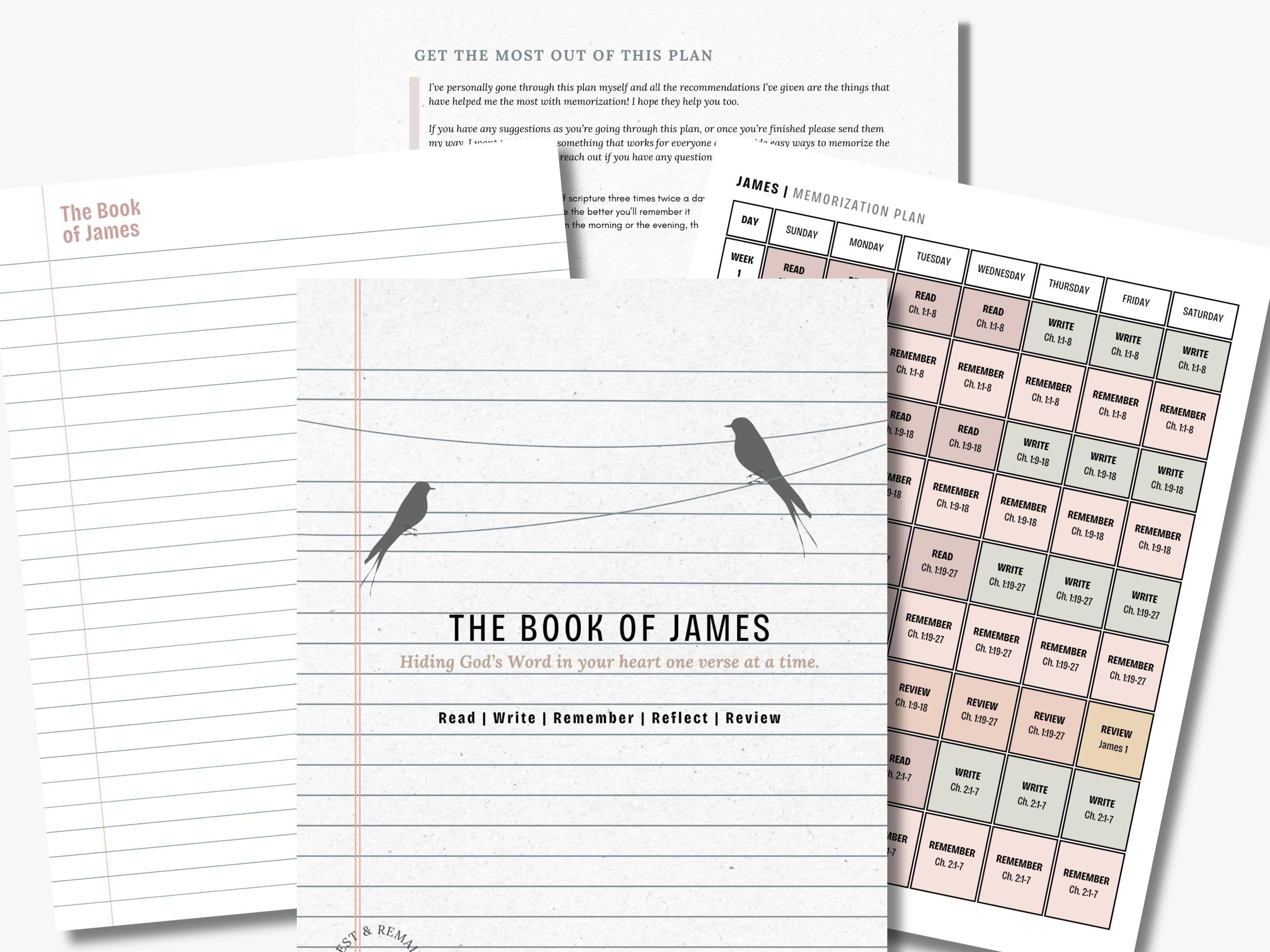 The Book of James Memory Plan Printable, Bible Verse Journal, Scripture ...