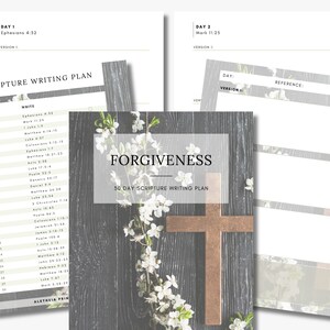 Forgiveness Scripture Writing Plan Printable, Bible Memory Verse Journal, Daily Devotion ...