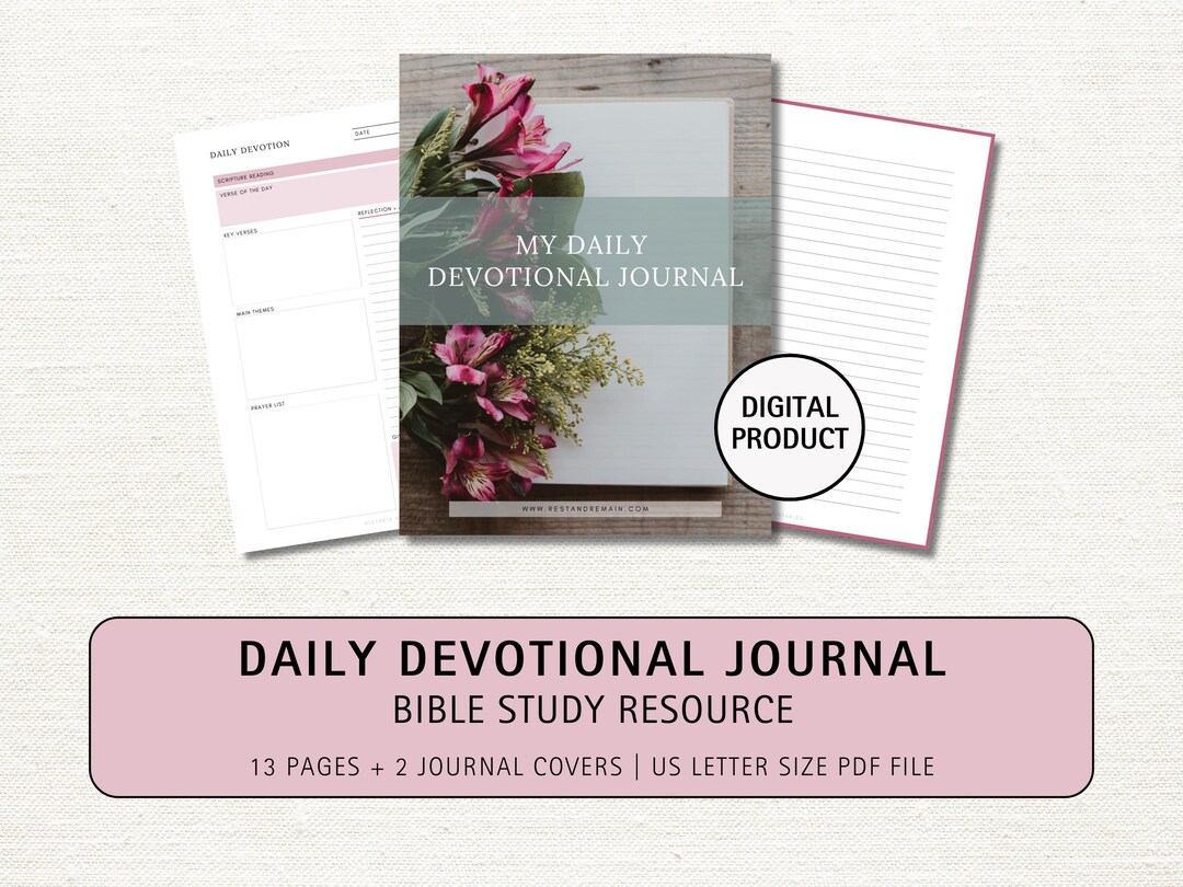 Daily Devotional Journal Printable, Bible Study Reflection Notes, Daily ...
