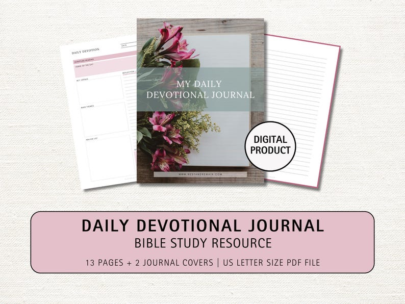 Daily Devotional Journal Printable, Bible Study Reflection Notes, Daily ...