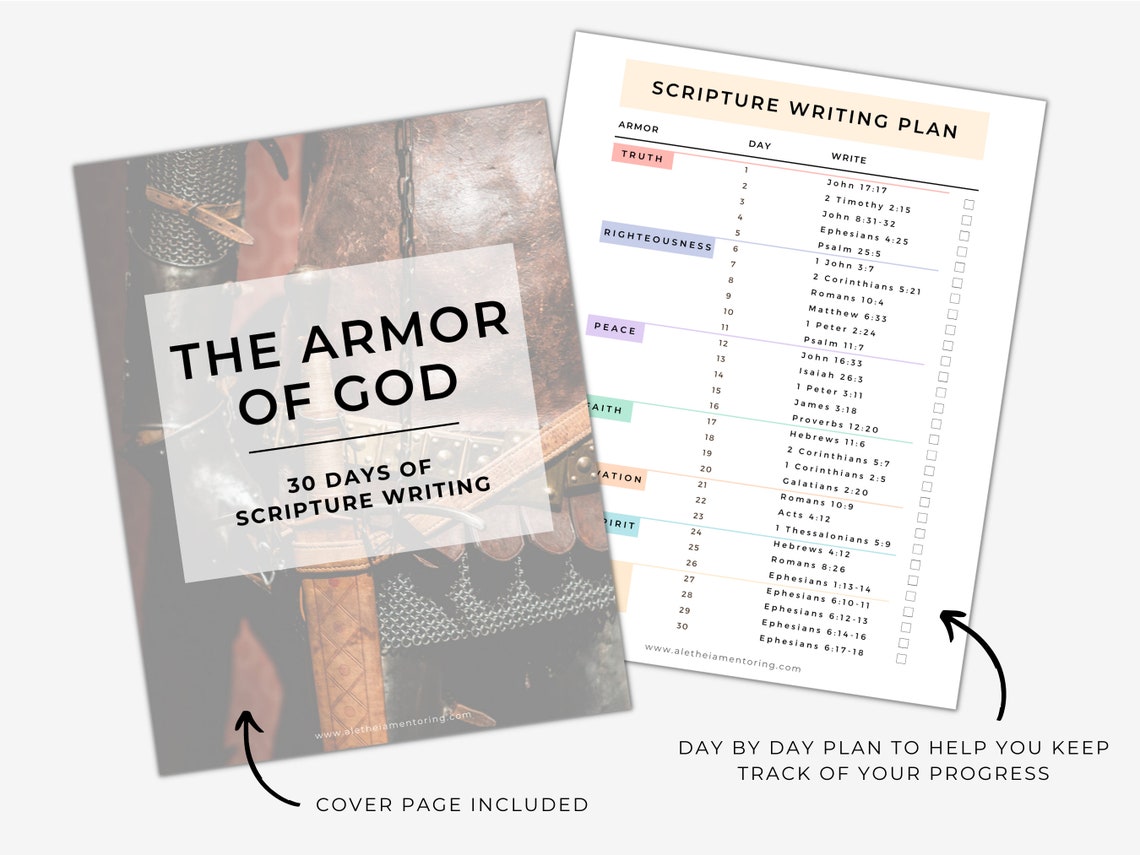 Armor of God Scripture Writing Printable 30 Day Bible Plan - Etsy UK