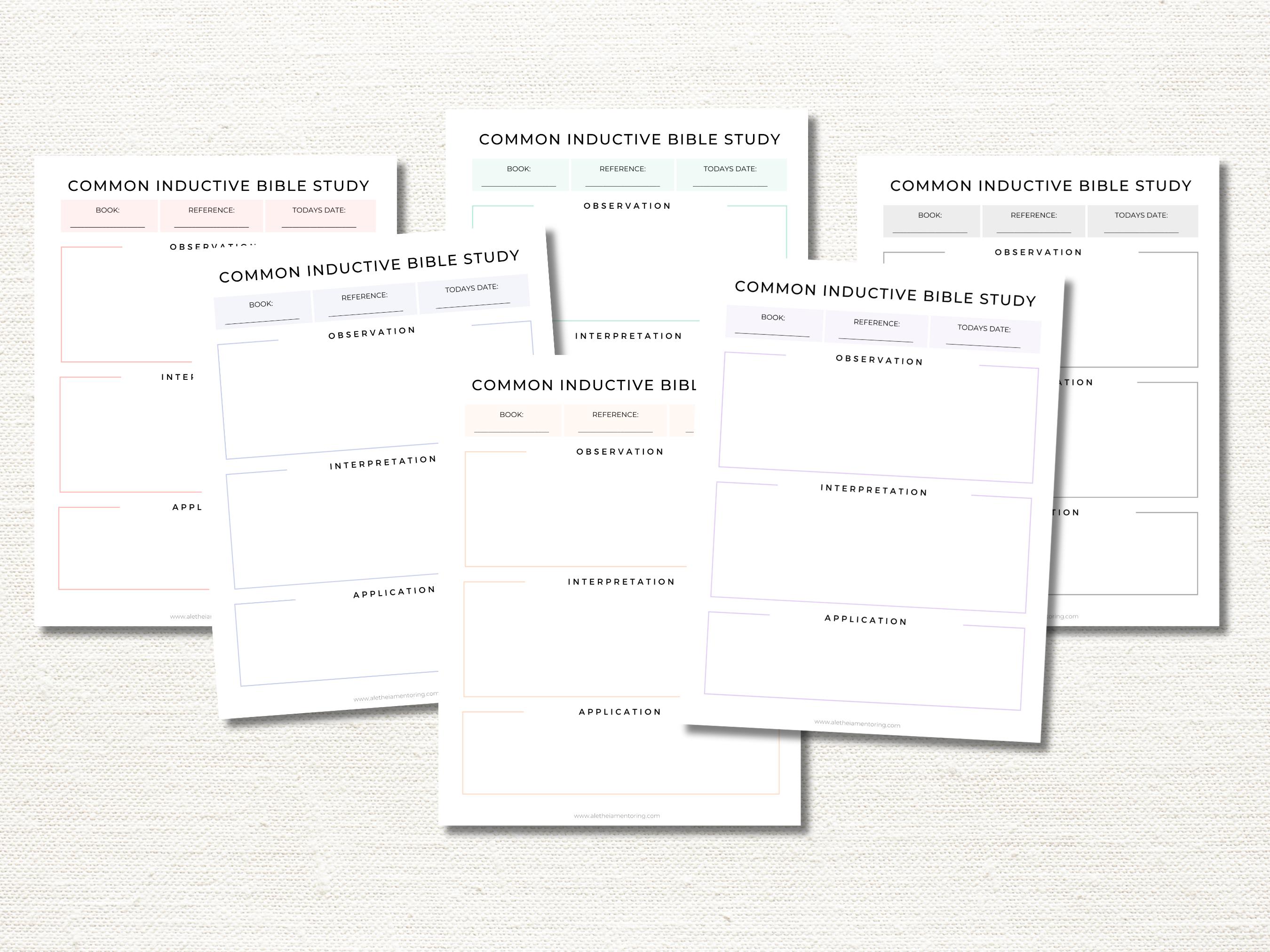 Inductive Bible Study Worksheets: Scripture Journaling Template ...