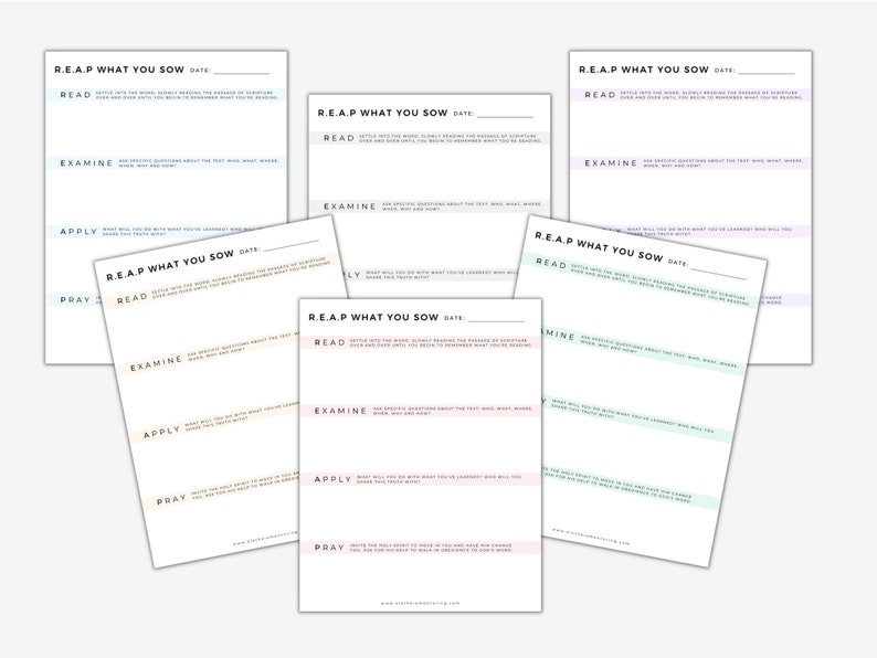 REAP What You Sow Printable Bible Study Worksheets, Daily Devotion ...