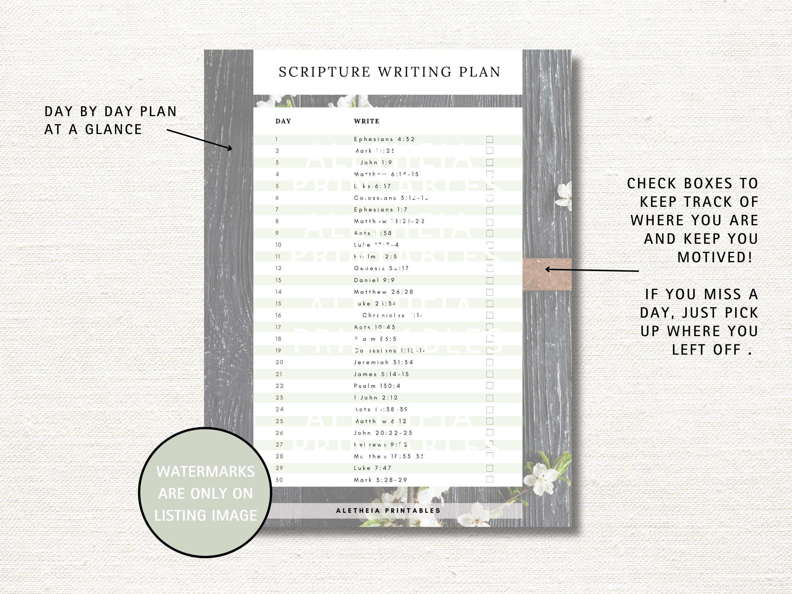 Forgiveness Scripture Writing Plan Printable, Bible Memory Verse ...