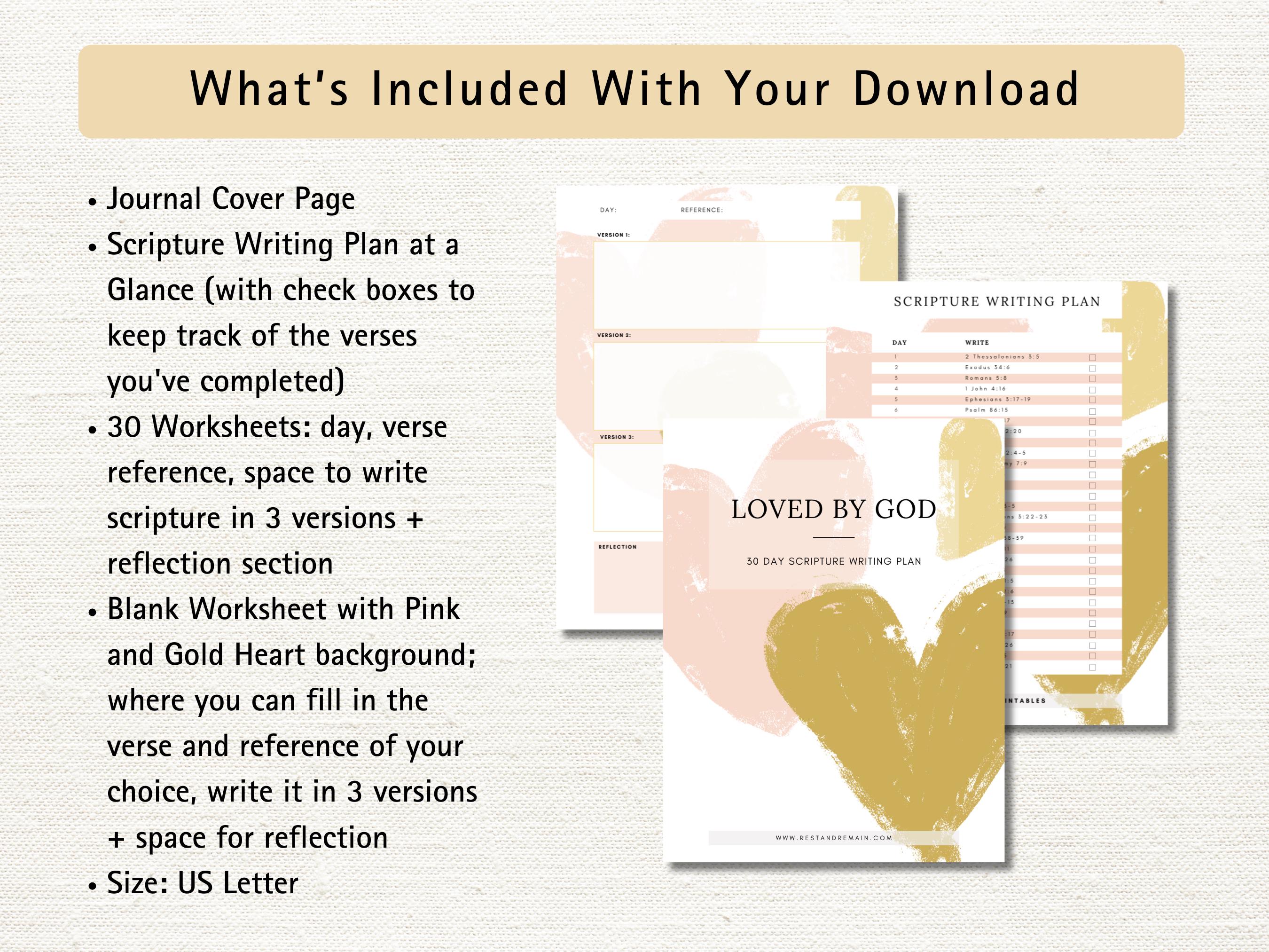 Loved by God Scripture Writing Plan: Bible Verse Journal (digital ...