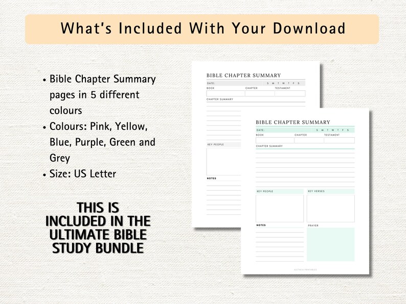 Bible Chapter Summary Printable Template, Bible Study Notes, Christian ...