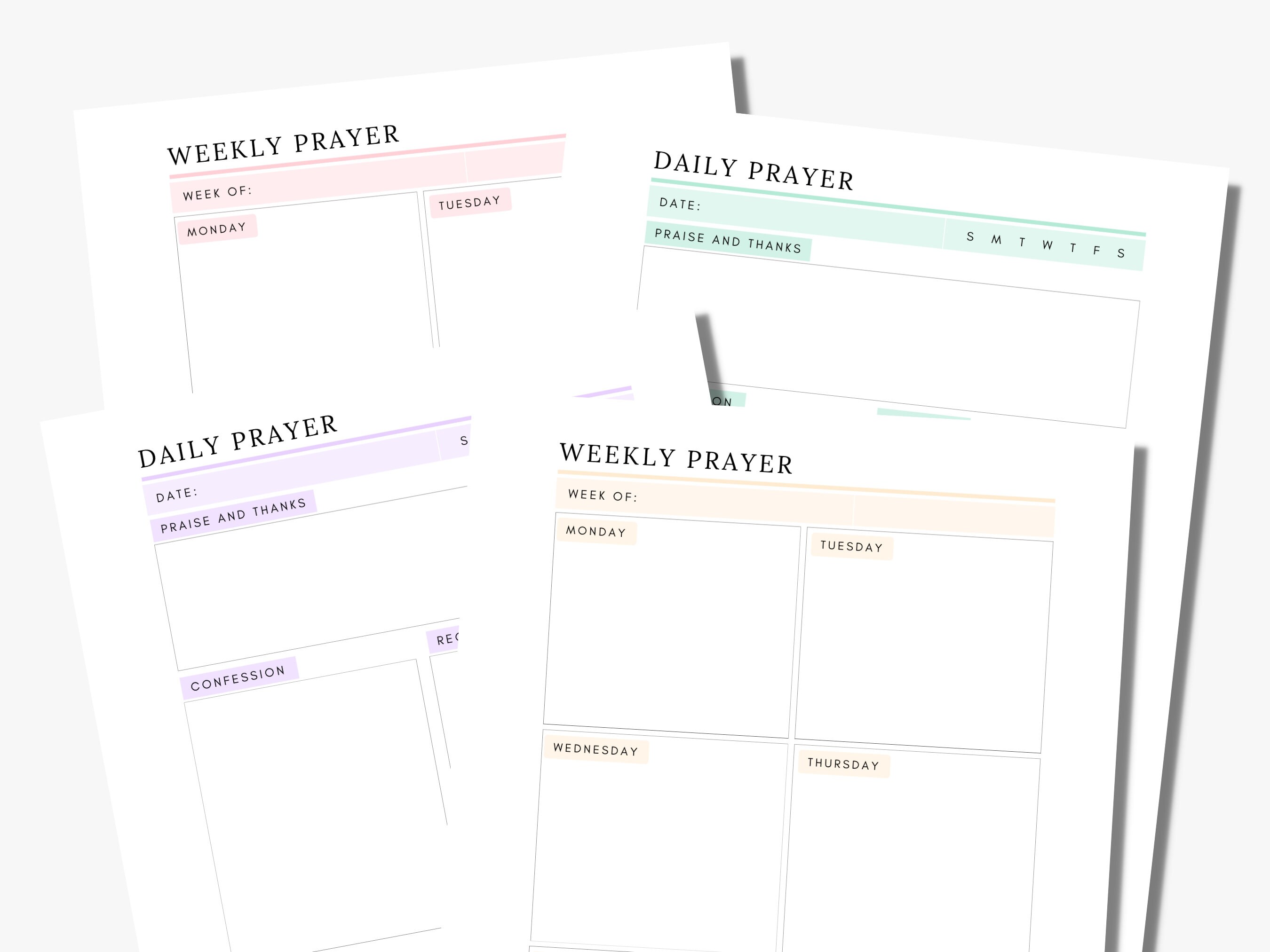 Daily and Weekly Prayer Printable, Bible Study Prayer Time, Christian ...