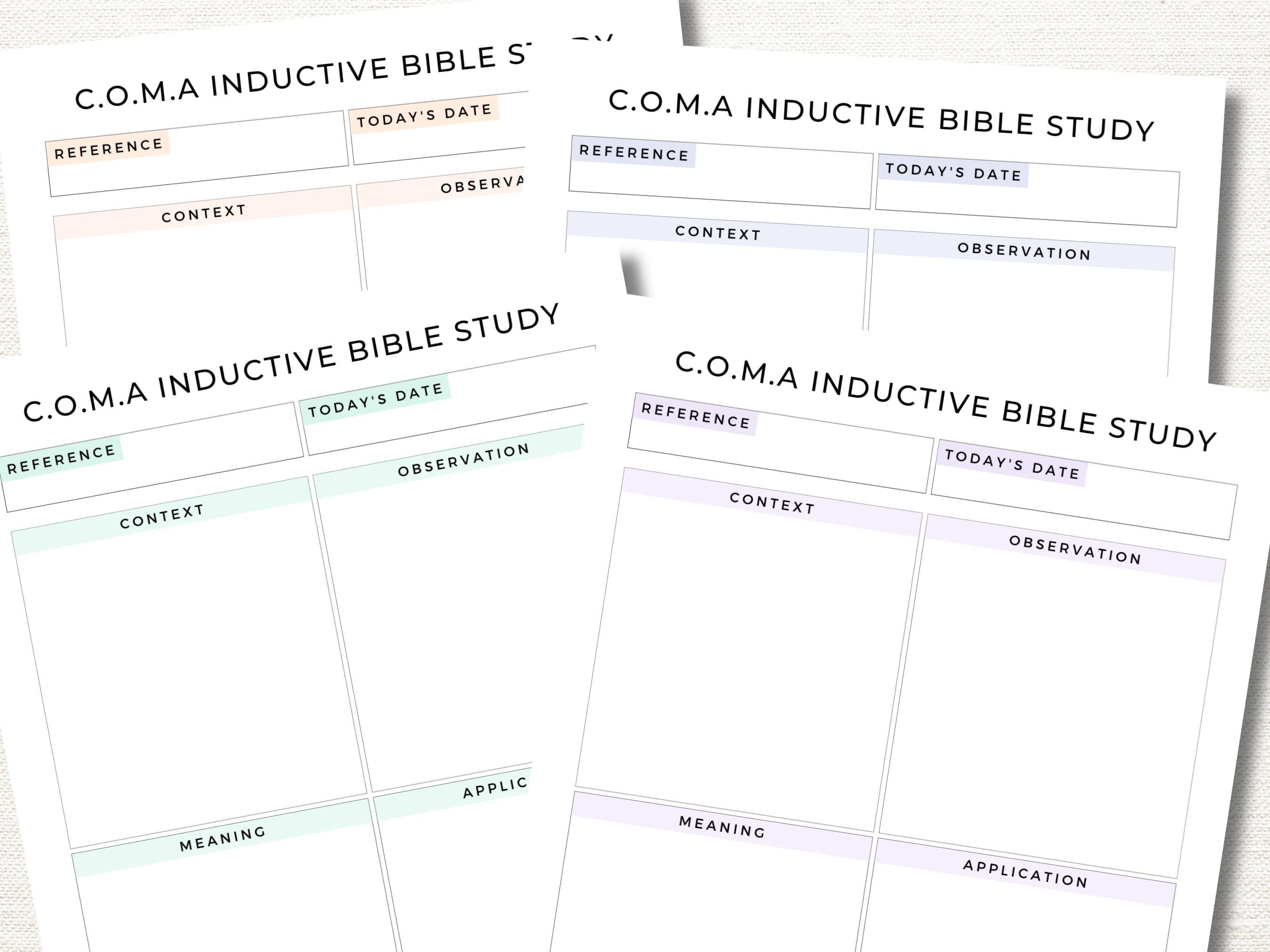 COMA Bible Study Worksheets: Inductive Scripture Study (digital ...