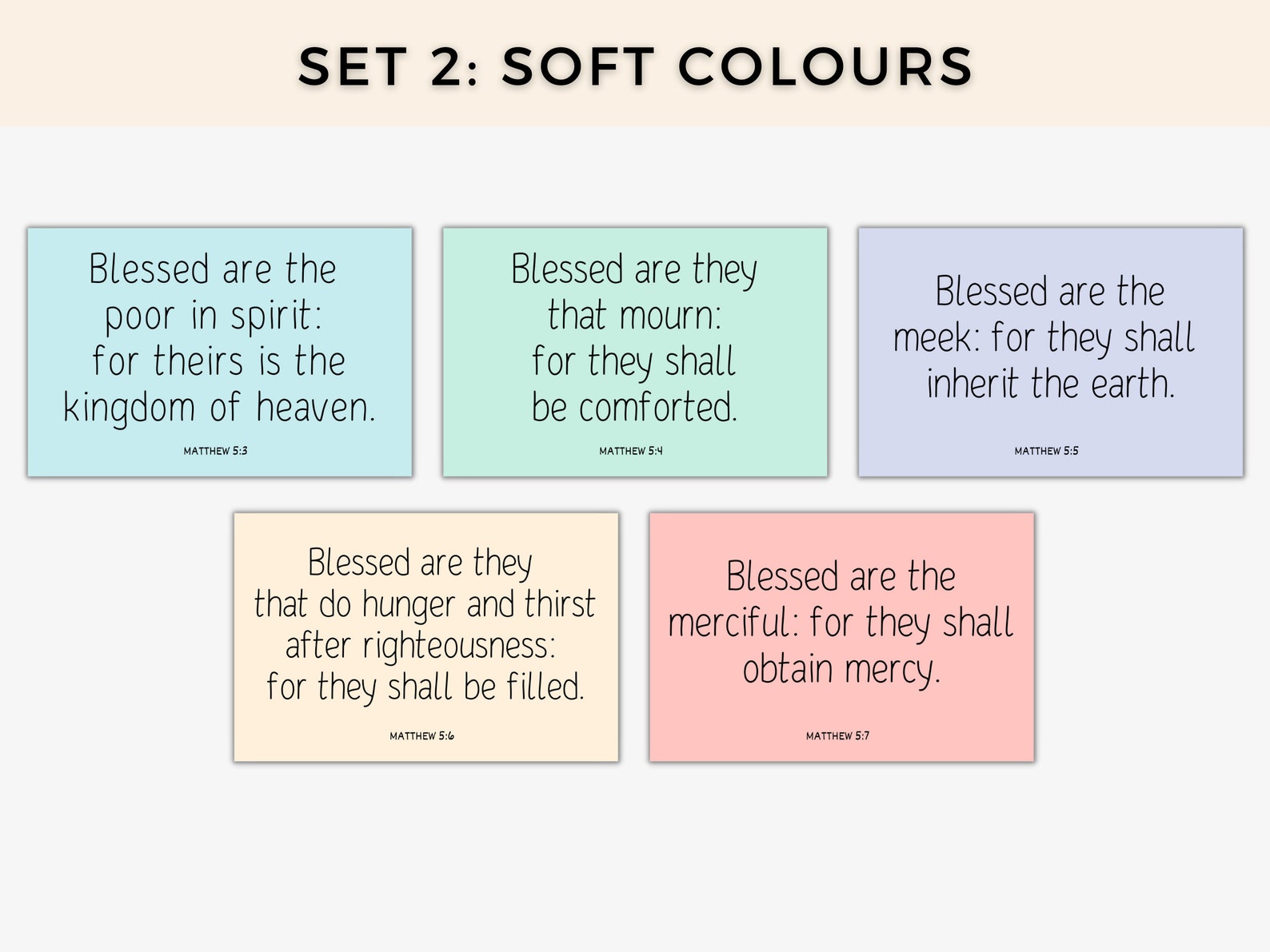 Beatitudes Verse Cards Printable, Mini Scripture Cards, Bible Memory ...