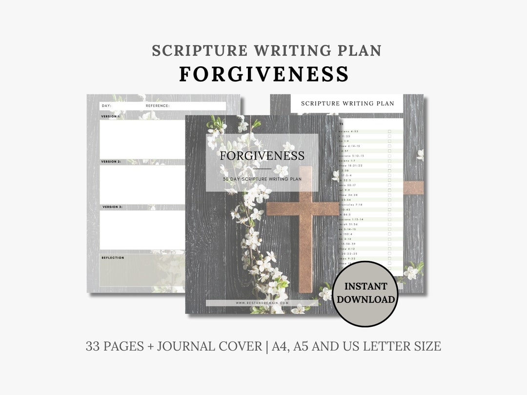 Forgiveness Scripture Writing Plan Printable, Bible Memory Verse ...