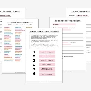 Bible Memory Verse Method Printable, Scripture Memorization, Bible Study Tools, Write Scripture ...