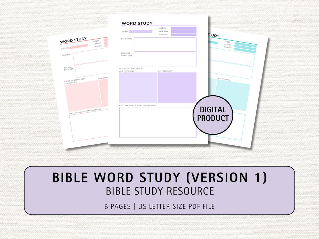 Bible Word Study Template: Scripture Study Notes (digital Download) - Etsy