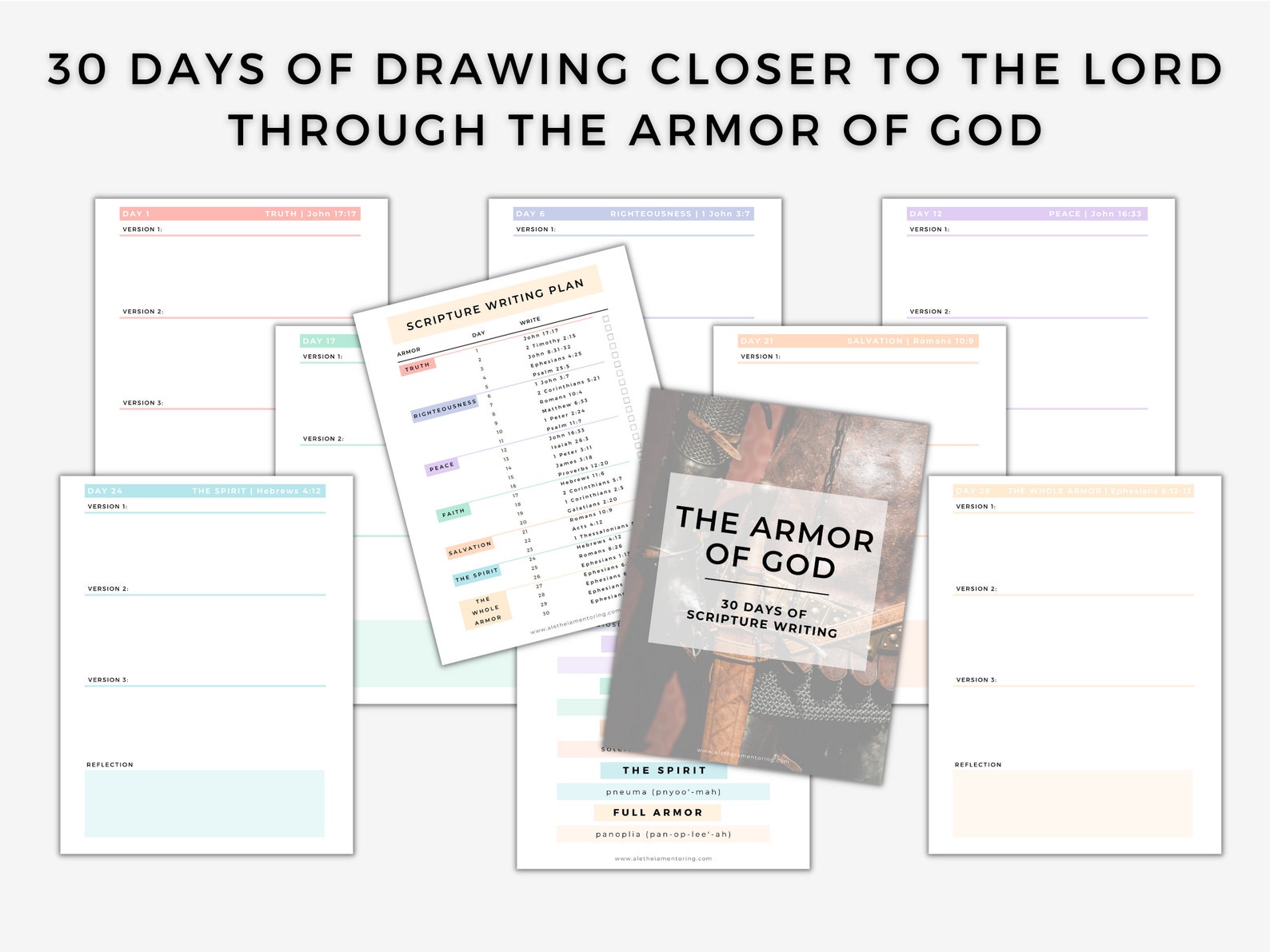 Armor of God Scripture Writing Printable 30 Day Bible Plan - Etsy UK