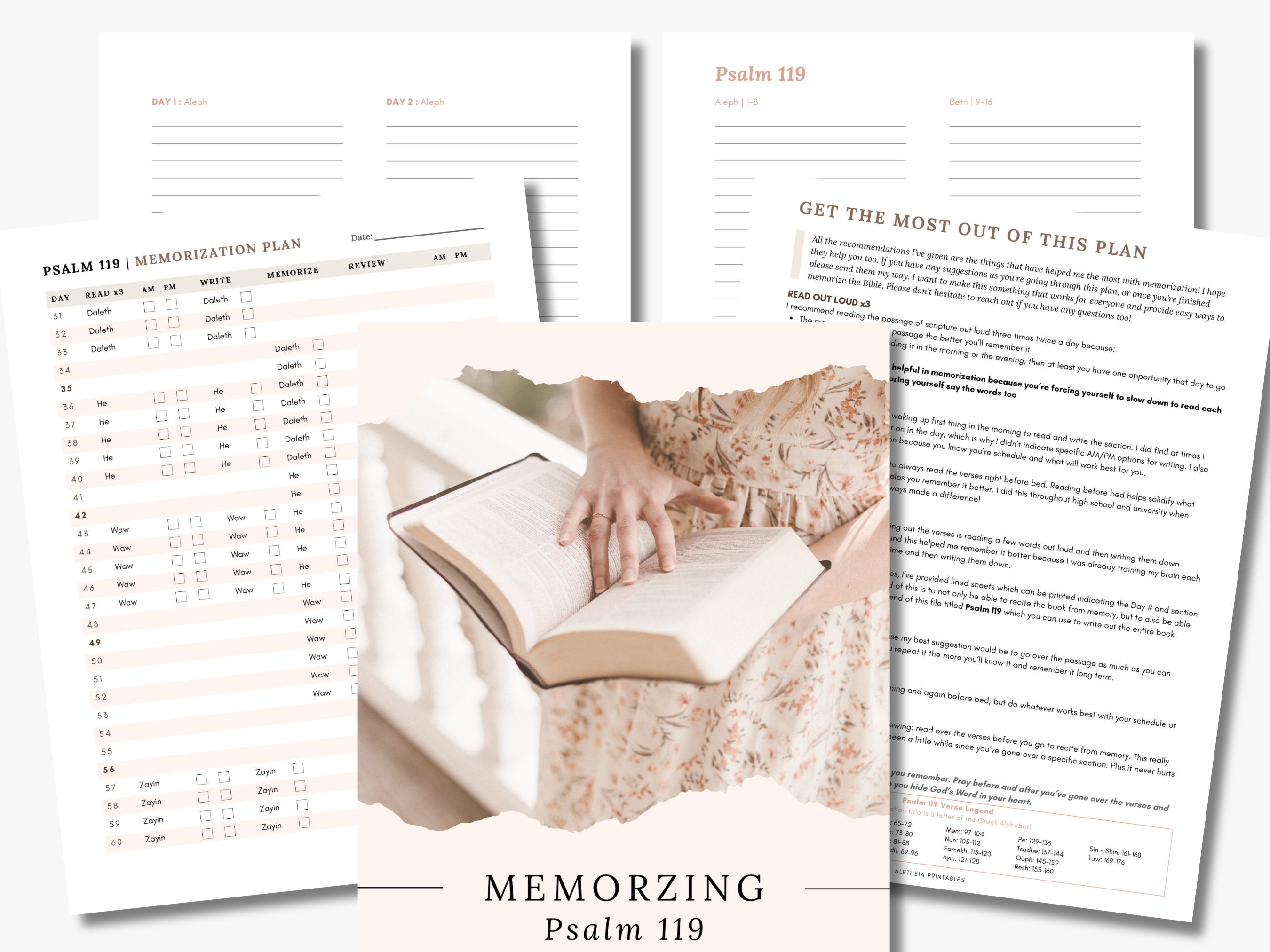 Psalm 119 Memory Plan Printable, Bible Memory Verse Plan, Bible Study ...