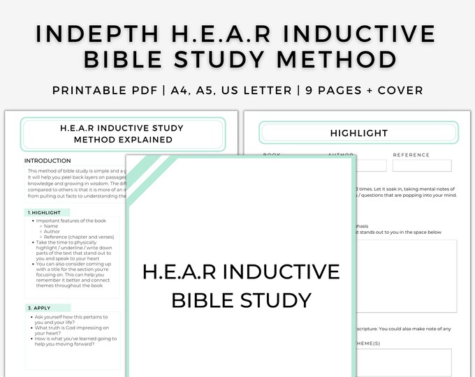 H.E.A.R. Bible Study Method Guide and Worksheets, Printable Guided ...
