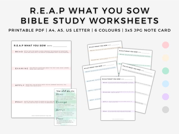 REAP What You Sow Printable Bible Study Worksheets Daily - Etsy