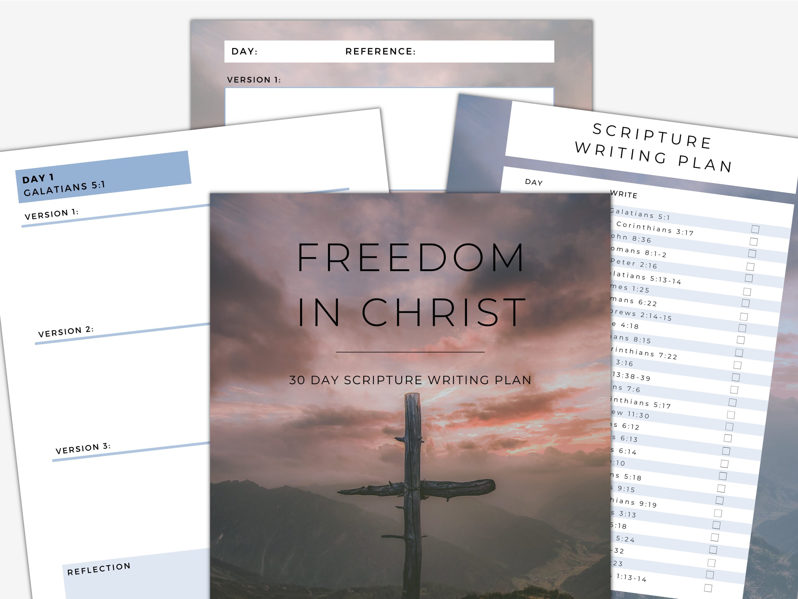 Freedom in Christ Scripture Writing Plan Printable, Bible Memory Verse ...