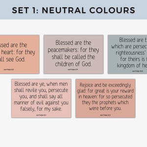 Beatitudes Verse Cards Printable, Mini Scripture Cards, Bible Memory ...