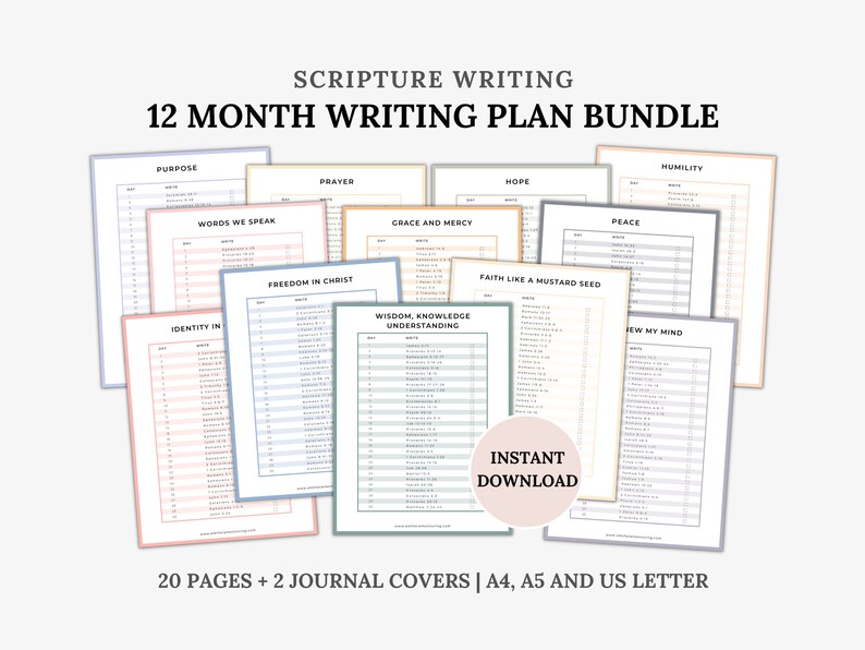 Printable 12 Month Scripture Writing Plan, Bible Memory Verses, Bible ...